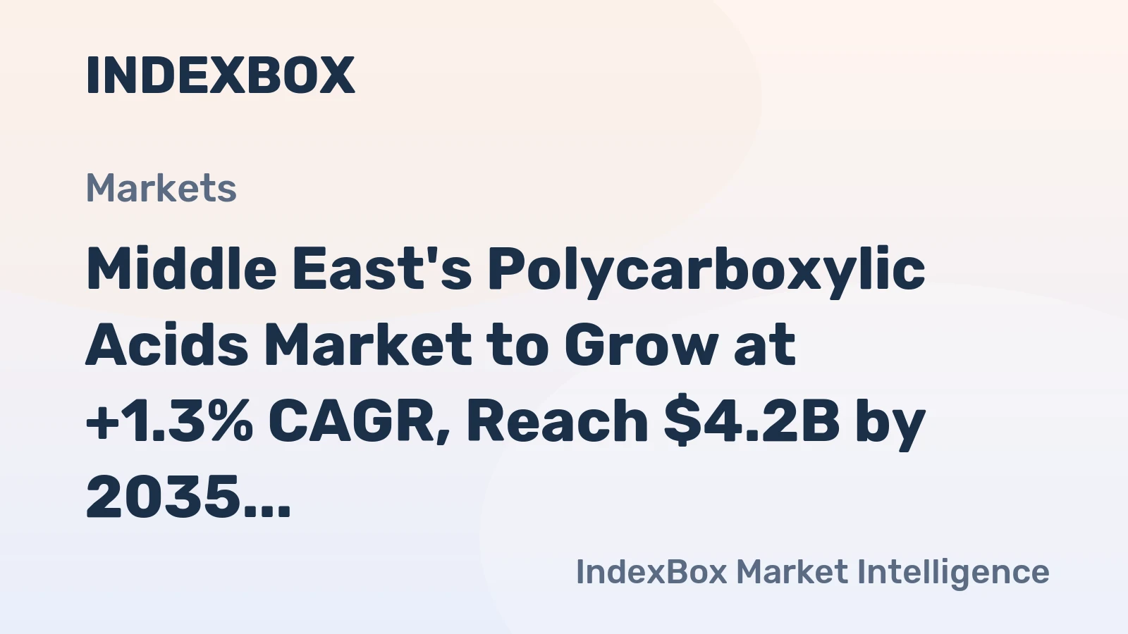 Middle East's Polycarboxylic Acids Market to Grow at +1.3% CAGR, Reach $4.2B by 2035