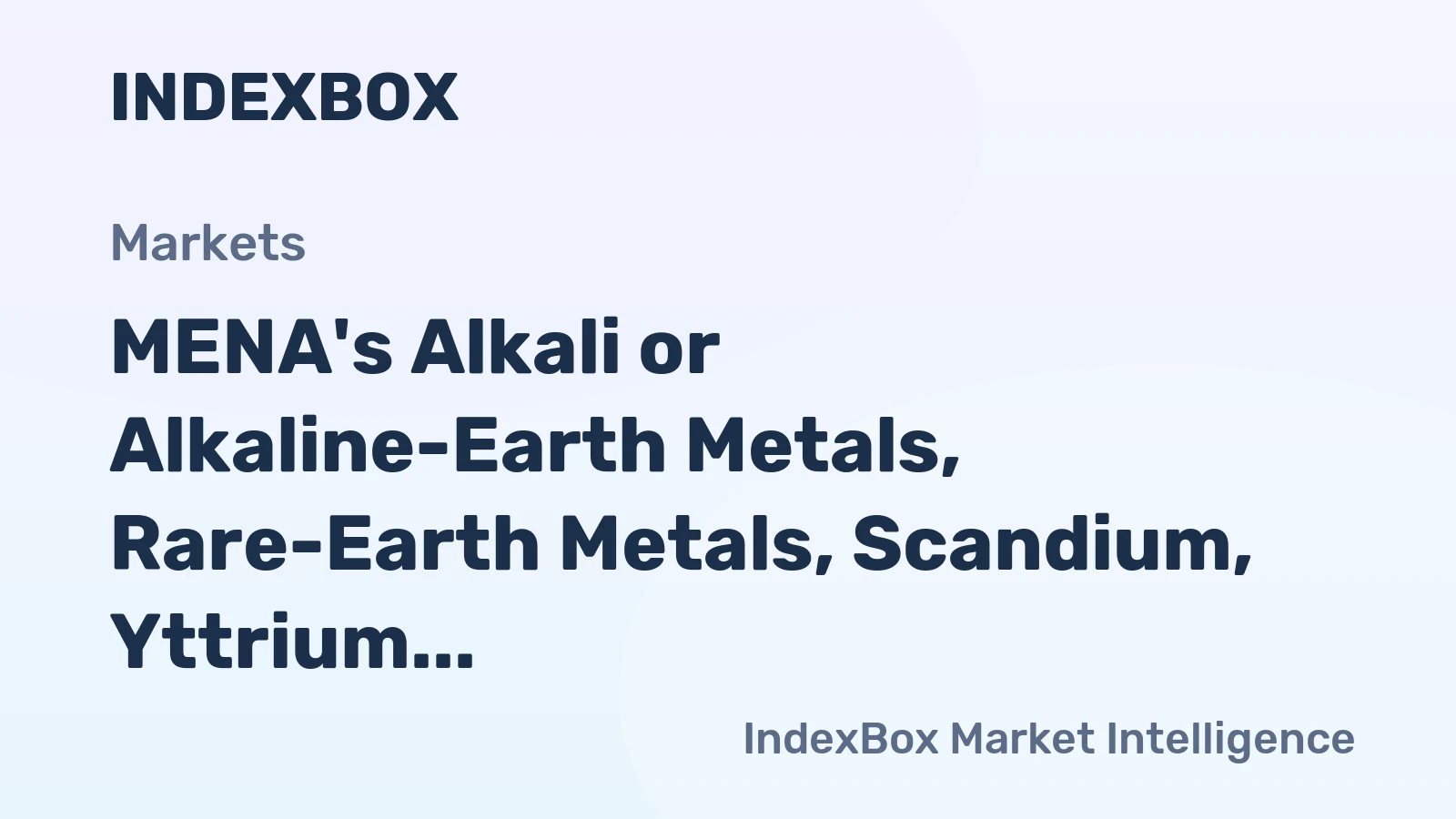 MENA's Alkali or Alkaline-Earth Metals, Rare-Earth Metals, Scandium, Yttrium, and Mercury Market to See Steady Growth Reaching 35K Tons in Volume and $181M in Value by 2035