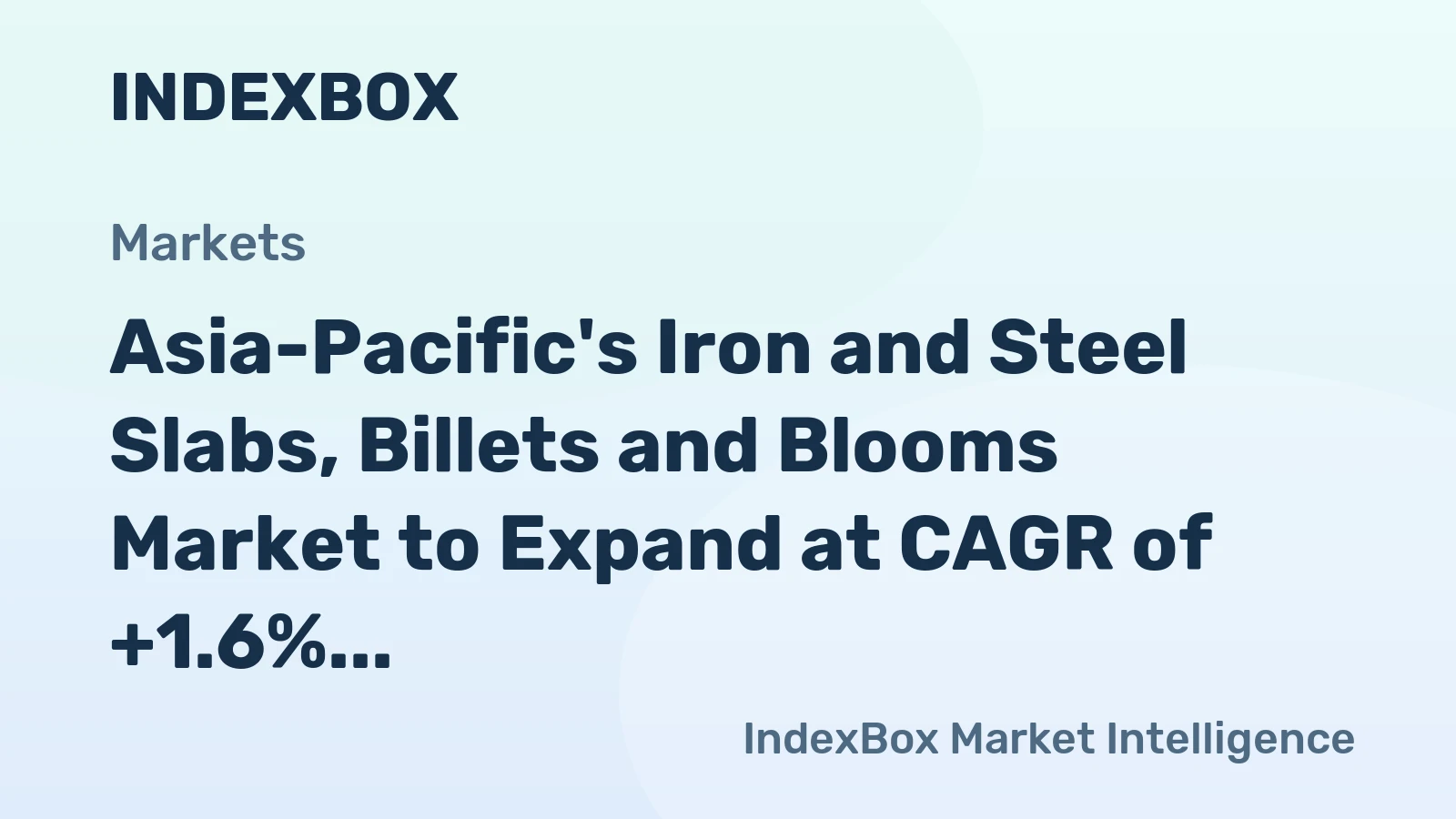 Asia-Pacific's Iron and Steel Slabs, Billets and Blooms Market to Expand at CAGR of +1.6% by 2035