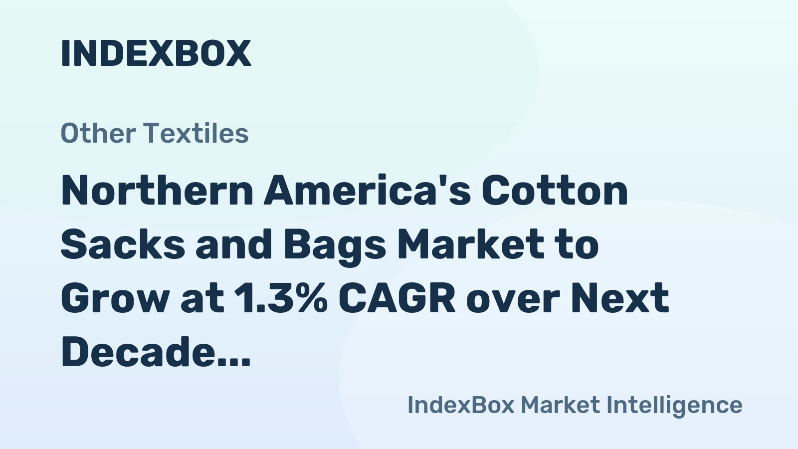 Northern America's Cotton Sacks and Bags Market to Grow at 1.3% CAGR over Next Decade