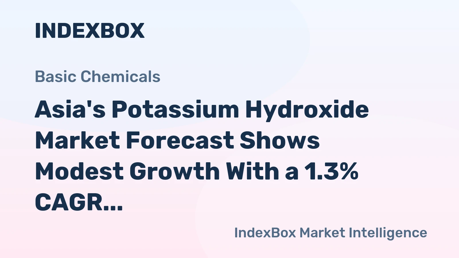 Asia's Potassium Hydroxide Market Forecast Shows Modest Growth With a 1.3% CAGR in Value Through 2035