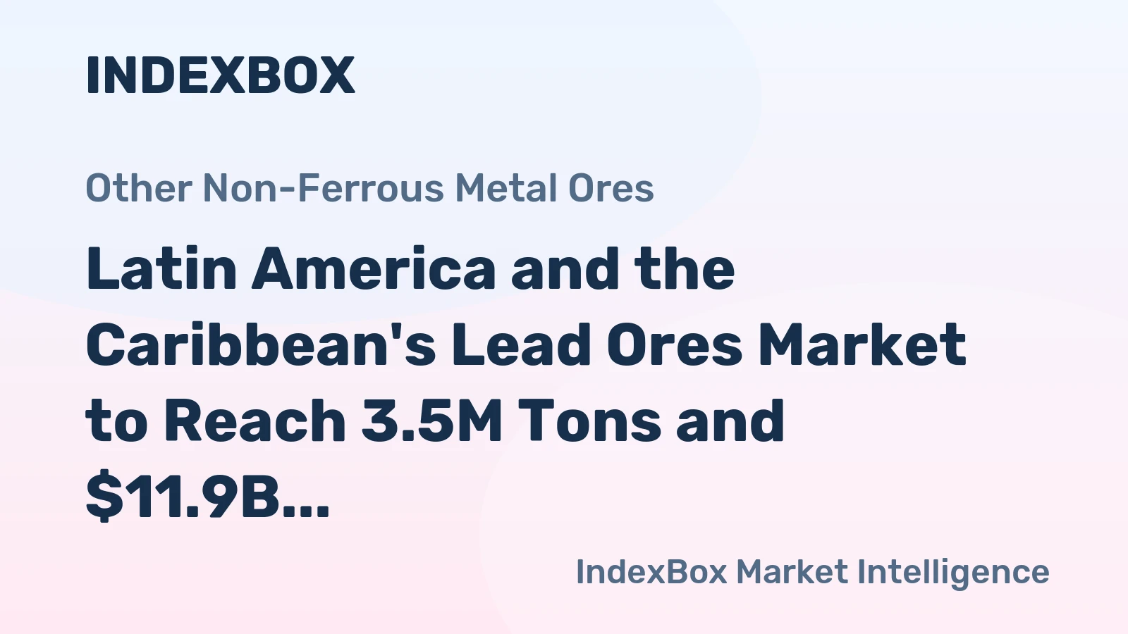 Latin America and the Caribbean's Lead Ores Market to Reach 3.5M Tons and $11.9B by 2035