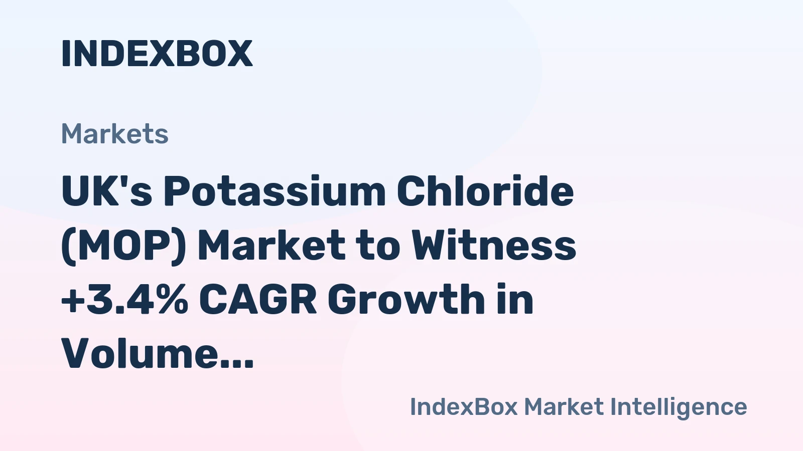 UK's Potassium Chloride (MOP) Market to Witness +3.4% CAGR Growth in Volume Over the Next Decade