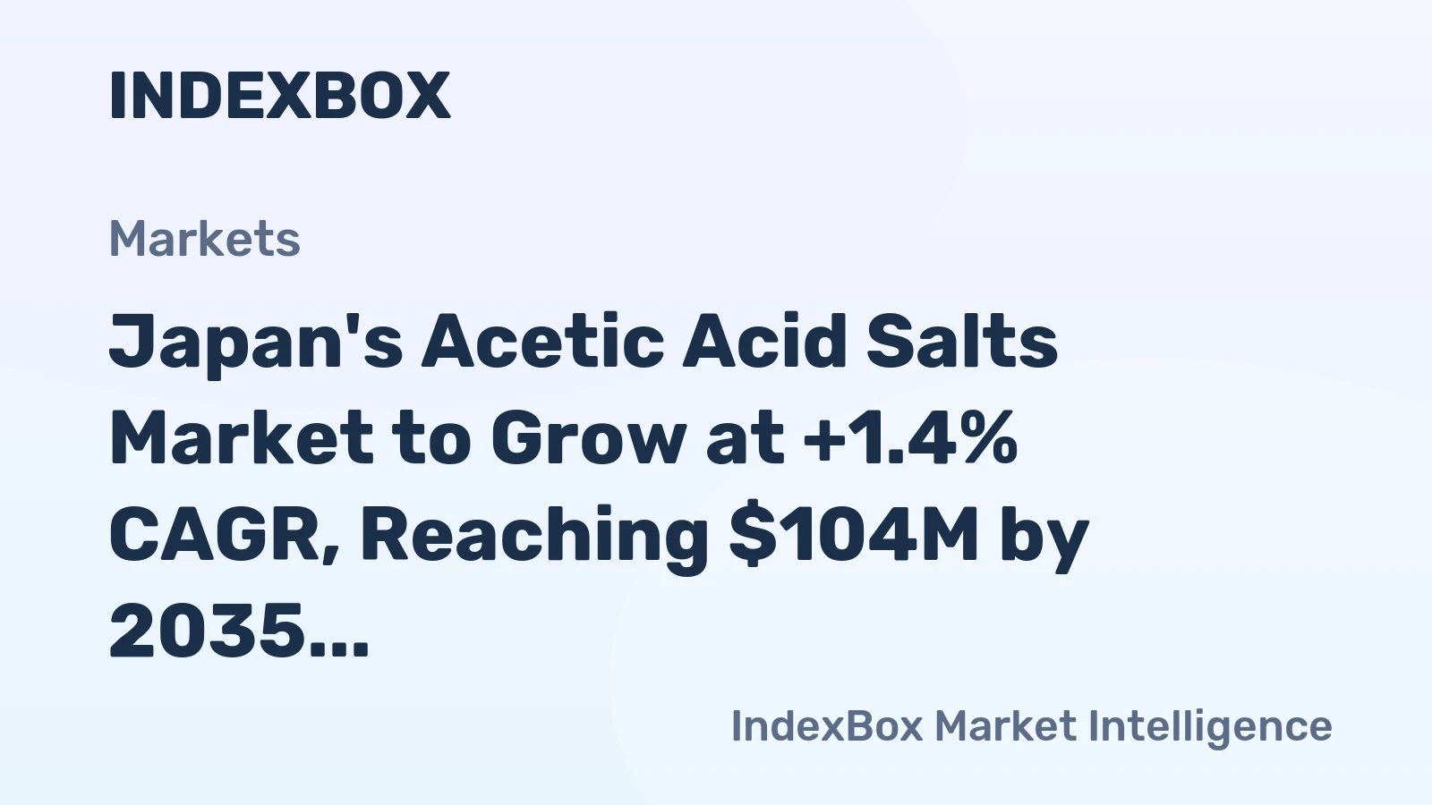 Japan's Acetic Acid Salts Market to Grow at +1.4% CAGR, Reaching $104M by 2035