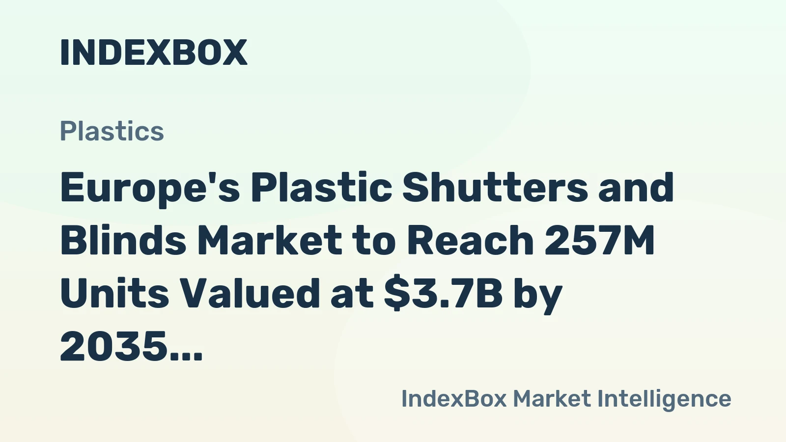 Europe's Plastic Shutters and Blinds Market to Reach 257M Units Valued at $3.7B by 2035