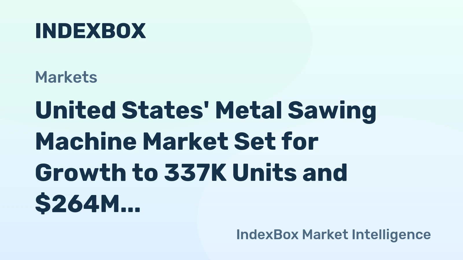 United States' Metal Sawing Machine Market Set for Growth to 337K Units and $264M in Value