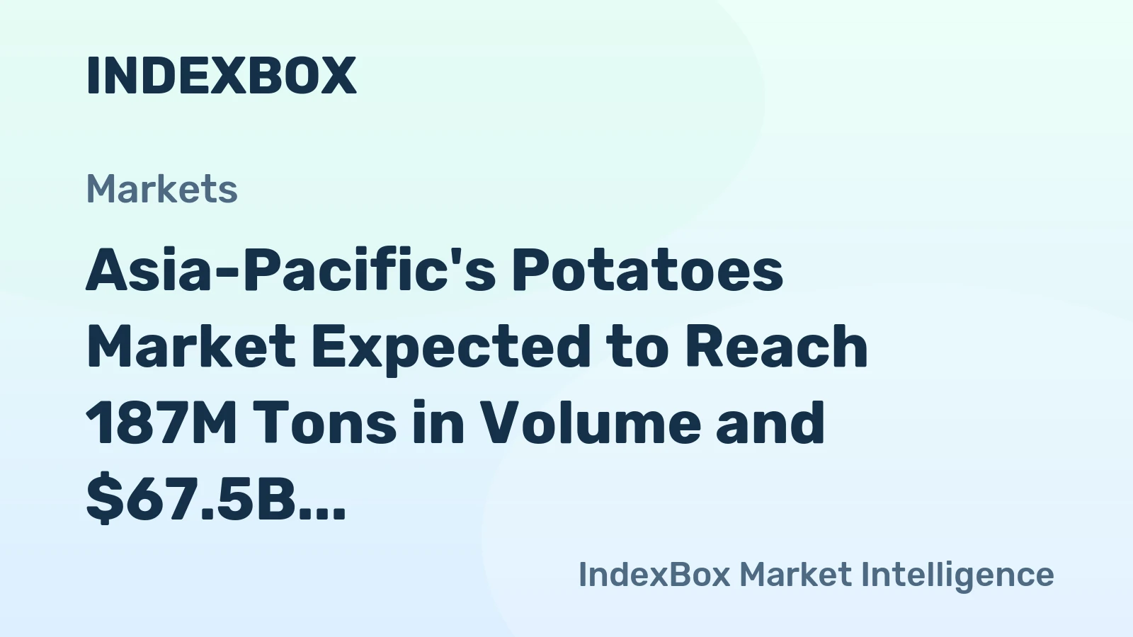 Asia-Pacific's Potatoes Market Expected to Reach 187M Tons in Volume and $67.5B in Value by 2035