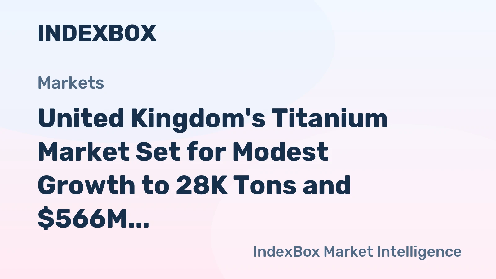 United Kingdom's Titanium Market Set for Modest Growth to 28K Tons and $566M Value