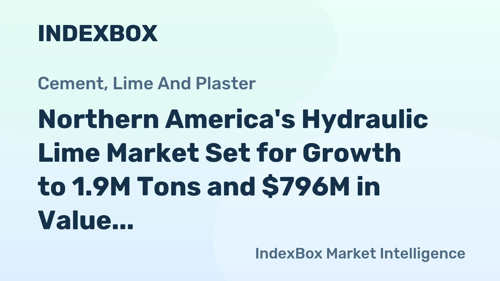 Northern America's Hydraulic Lime Market Set for Growth to 1.9M Tons and $796M in Value
