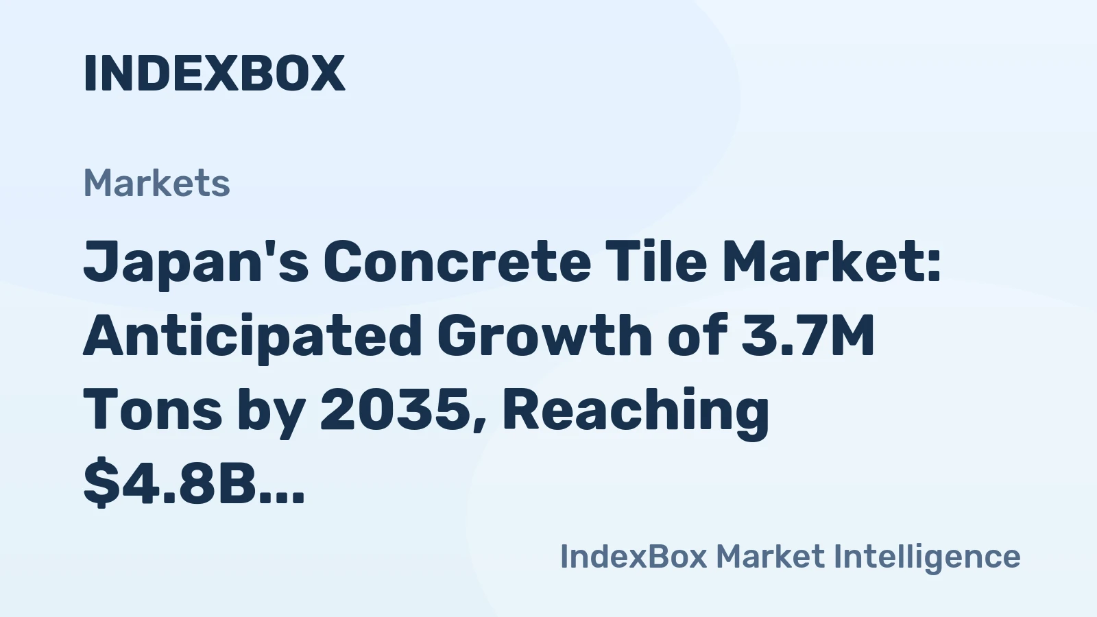 Japan's Concrete Tile Market: Anticipated Growth of 3.7M Tons by 2035, Reaching $4.8B in Value