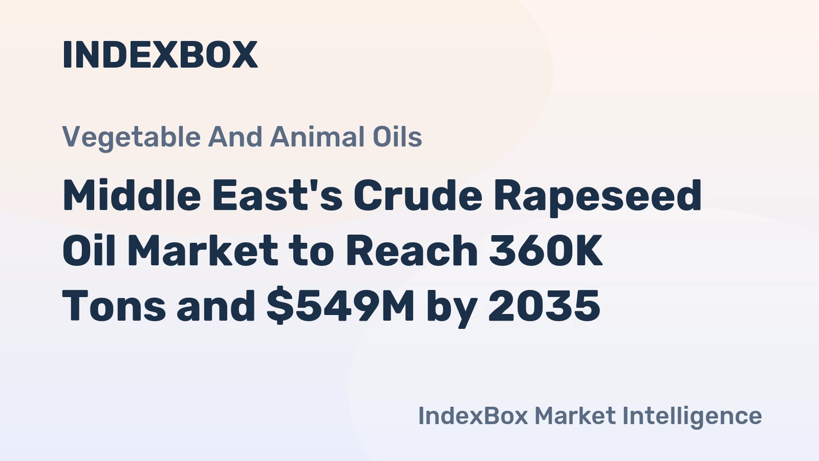 Middle East's Crude Rapeseed Oil Market to Reach 360K Tons and $549M by 2035