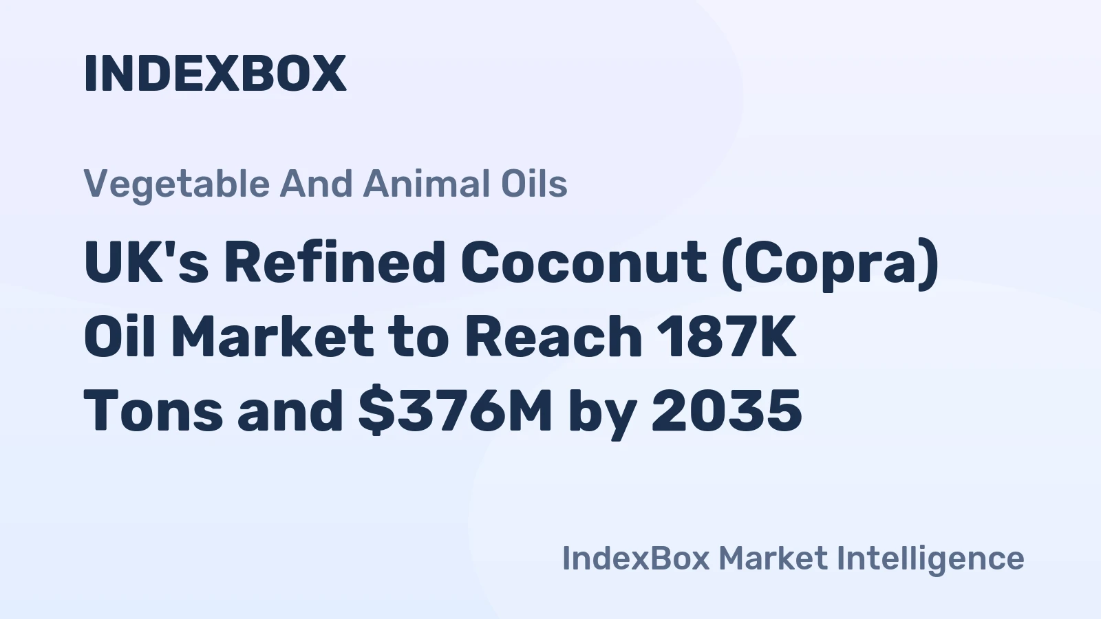 UK's Refined Coconut (Copra) Oil Market to Reach 187K Tons and $376M by 2035