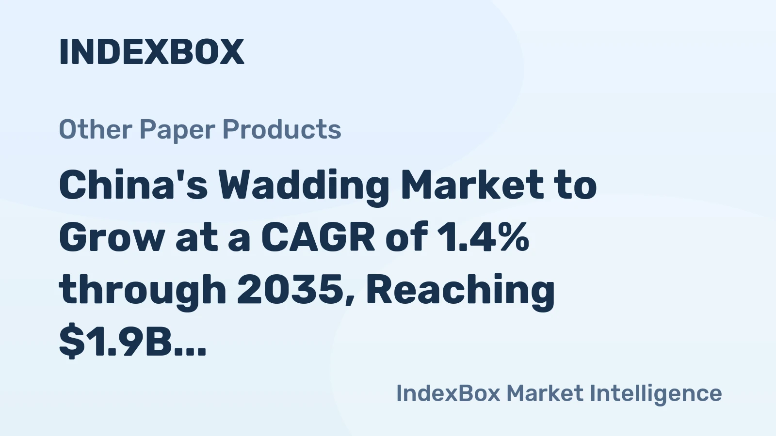 China's Wadding Market to Grow at a CAGR of 1.4% through 2035, Reaching $1.9B in Value