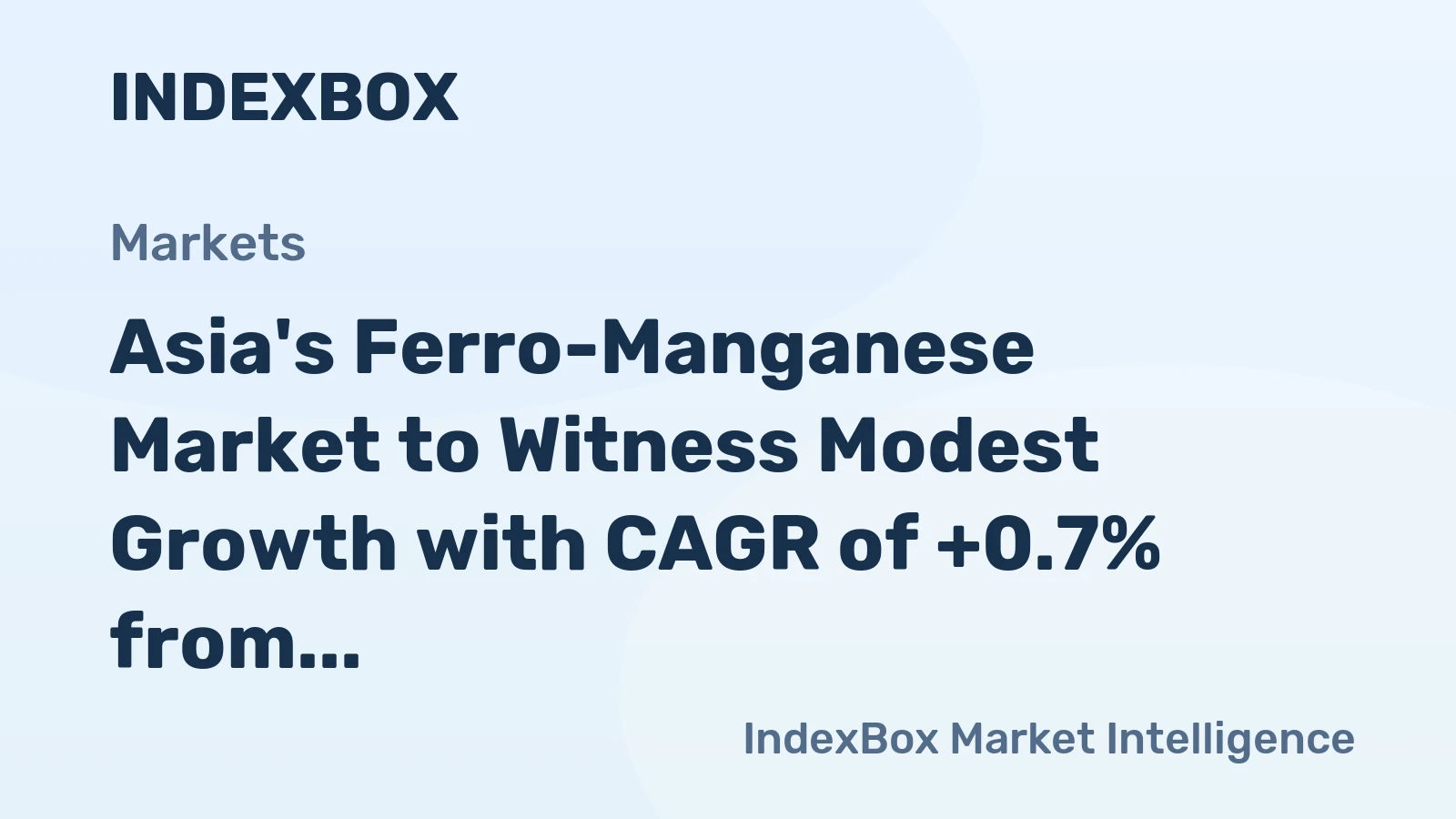 Asia's Ferro-Manganese Market to Witness Modest Growth with CAGR of +0.7% from 2024 to 2035
