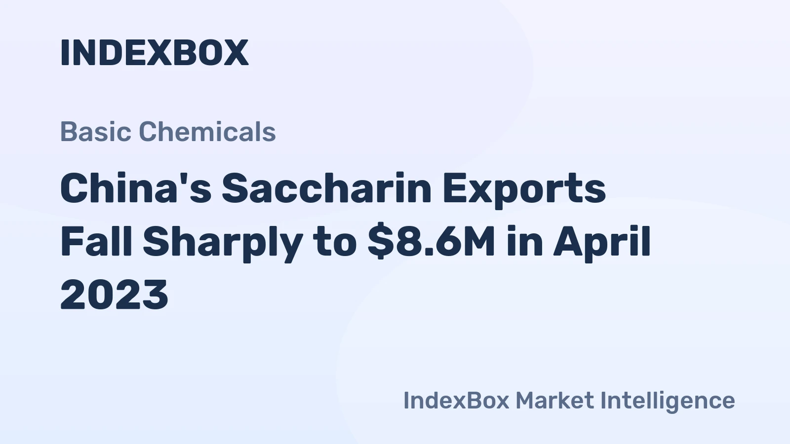 China's Saccharin Exports Fall Sharply to $8.6M in April 2023