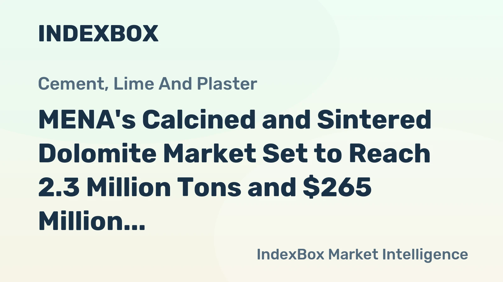 MENA's Calcined and Sintered Dolomite Market Set to Reach 2.3 Million Tons and $265 Million