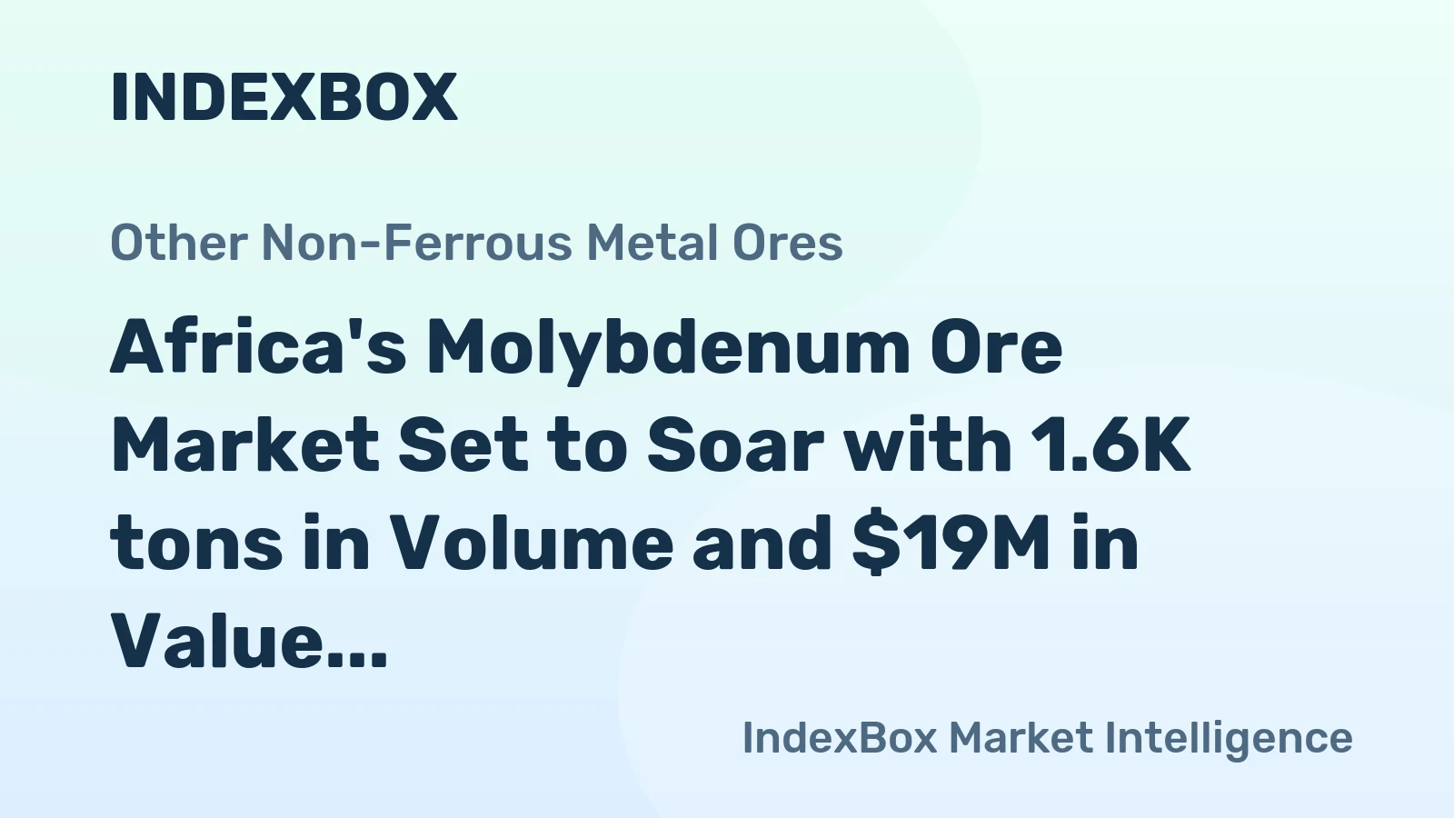 Africa's Molybdenum Ore Market Set to Soar with 1.6K tons in Volume and $19M in Value by 2035