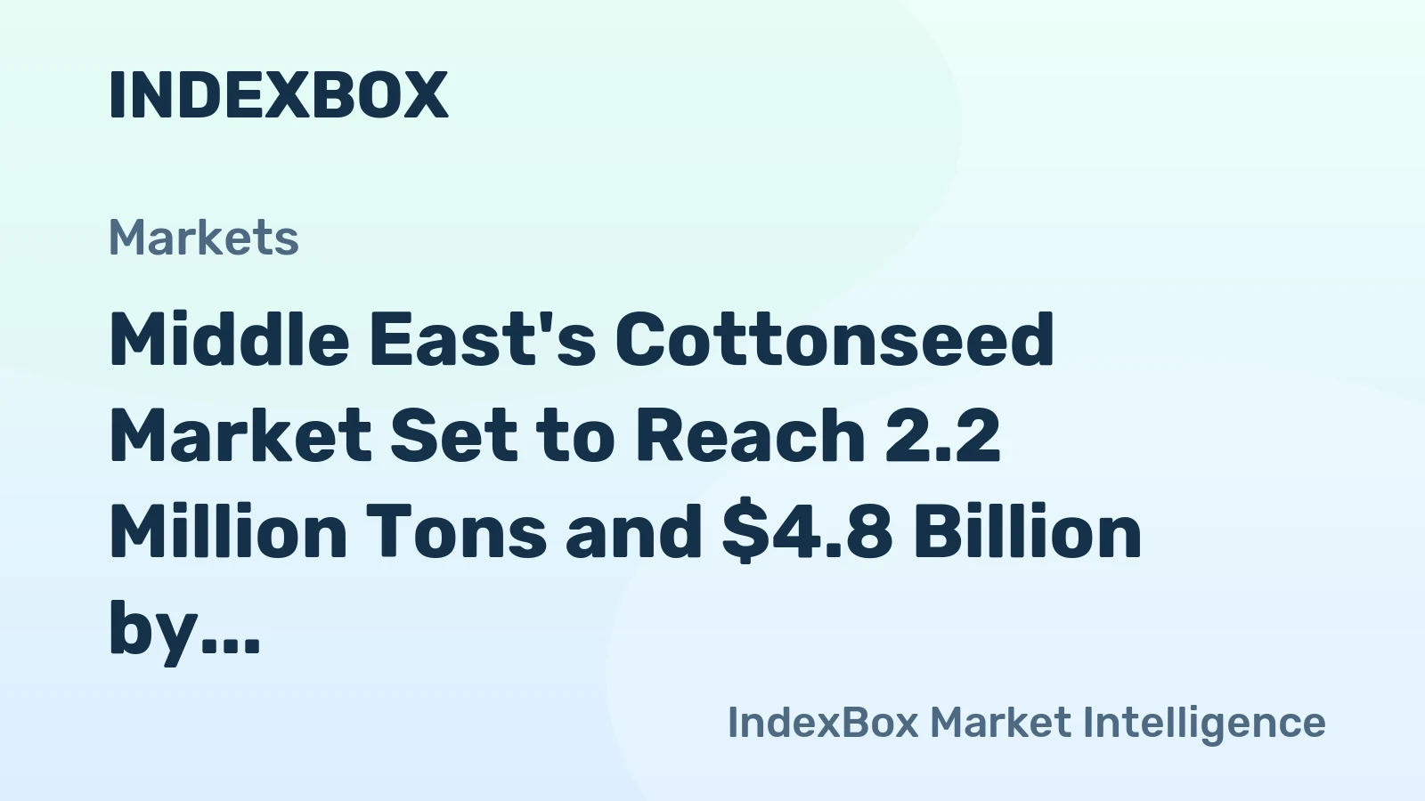 Middle East's Cottonseed Market Set to Reach 2.2 Million Tons and $4.8 Billion by 2035