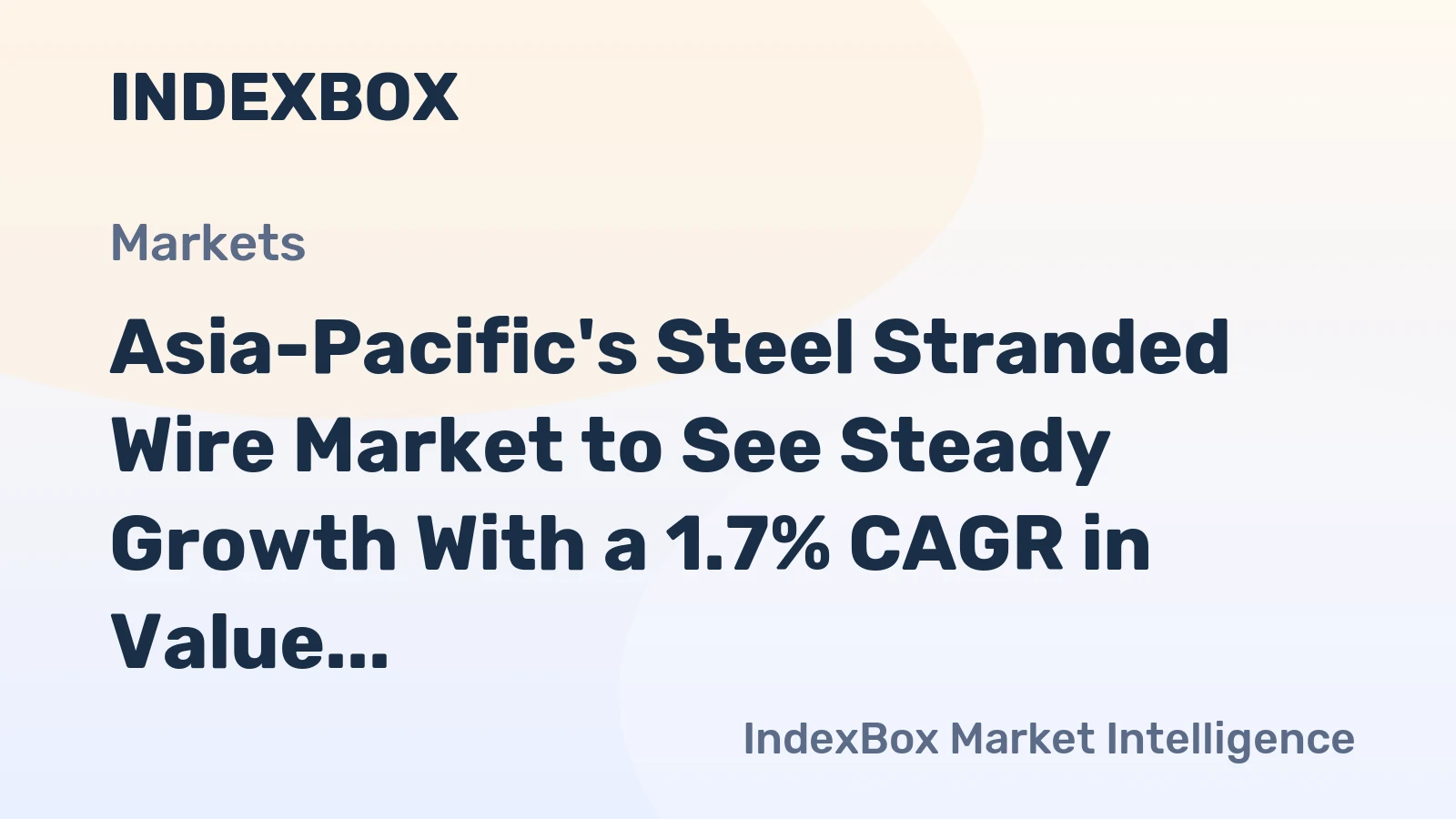 Asia-Pacific's Steel Stranded Wire Market to See Steady Growth With a 1.7% CAGR in Value