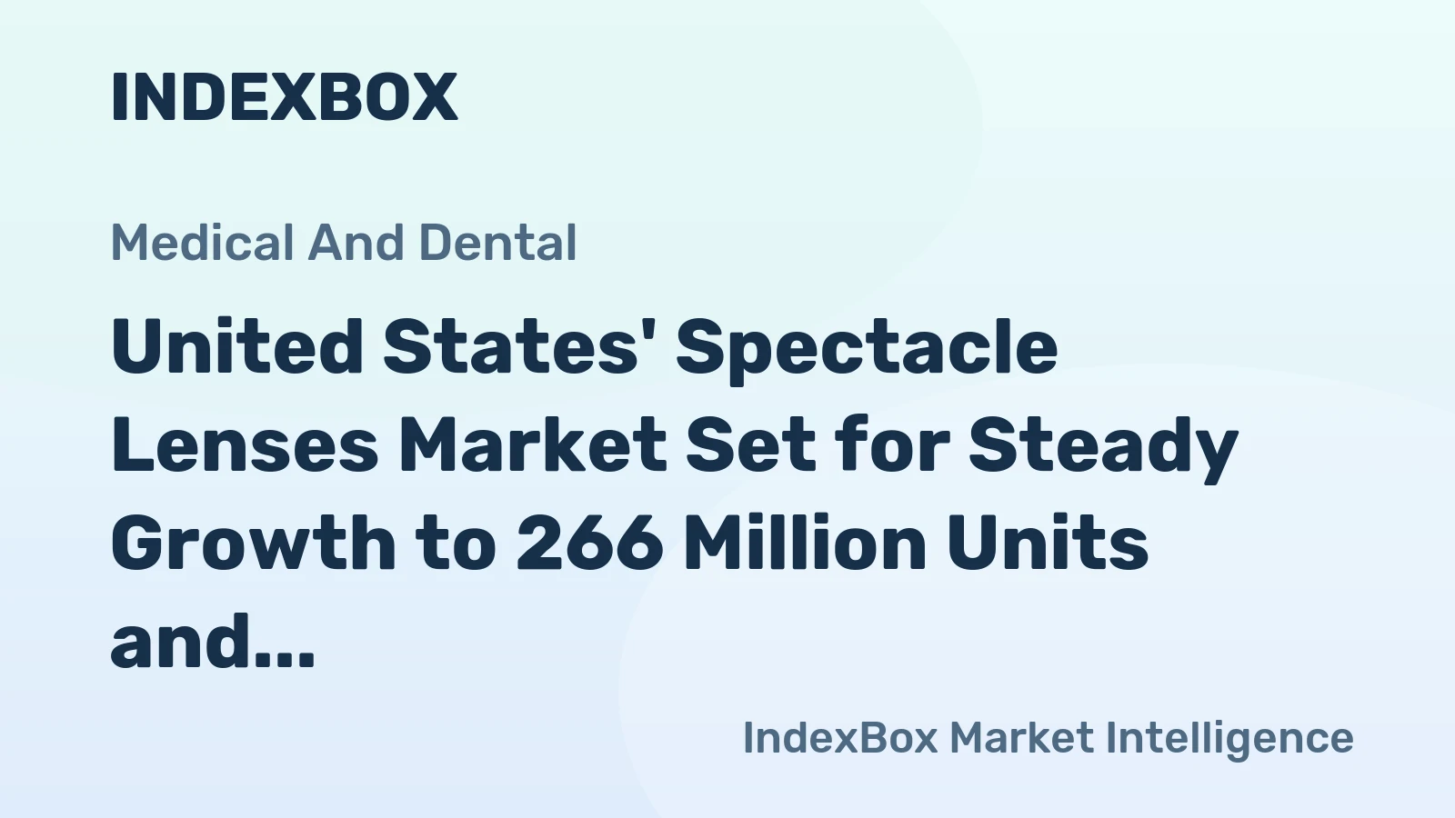 United States' Spectacle Lenses Market Set for Steady Growth to 266 Million Units and $854 Million Value