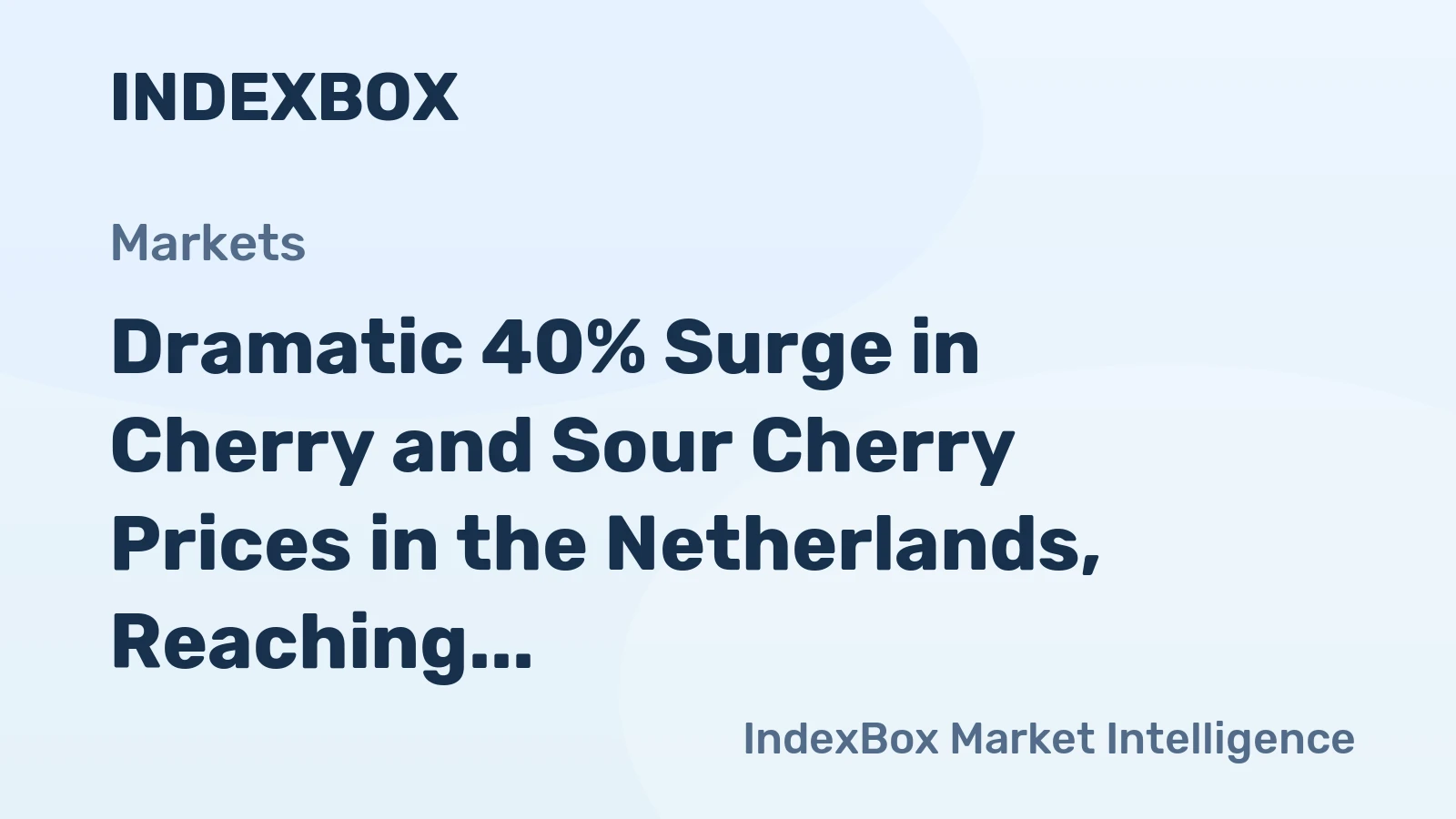 Dramatic 40% Surge in Cherry and Sour Cherry Prices in the Netherlands, Reaching $5,139 per Ton