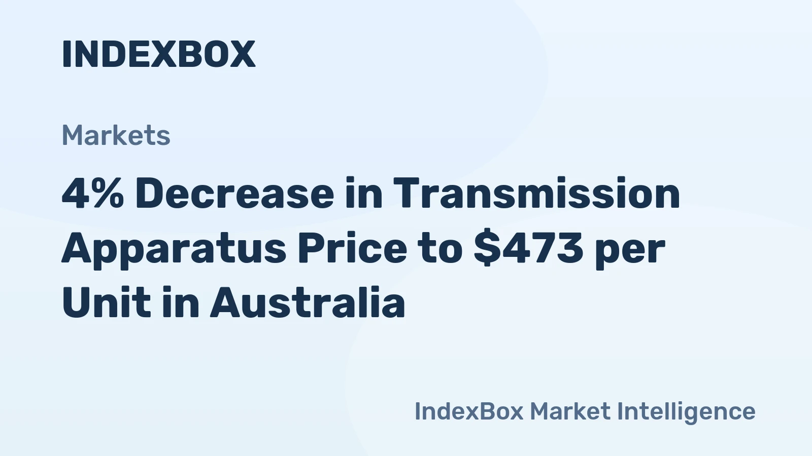 4% Decrease in Transmission Apparatus Price to $473 per Unit in Australia