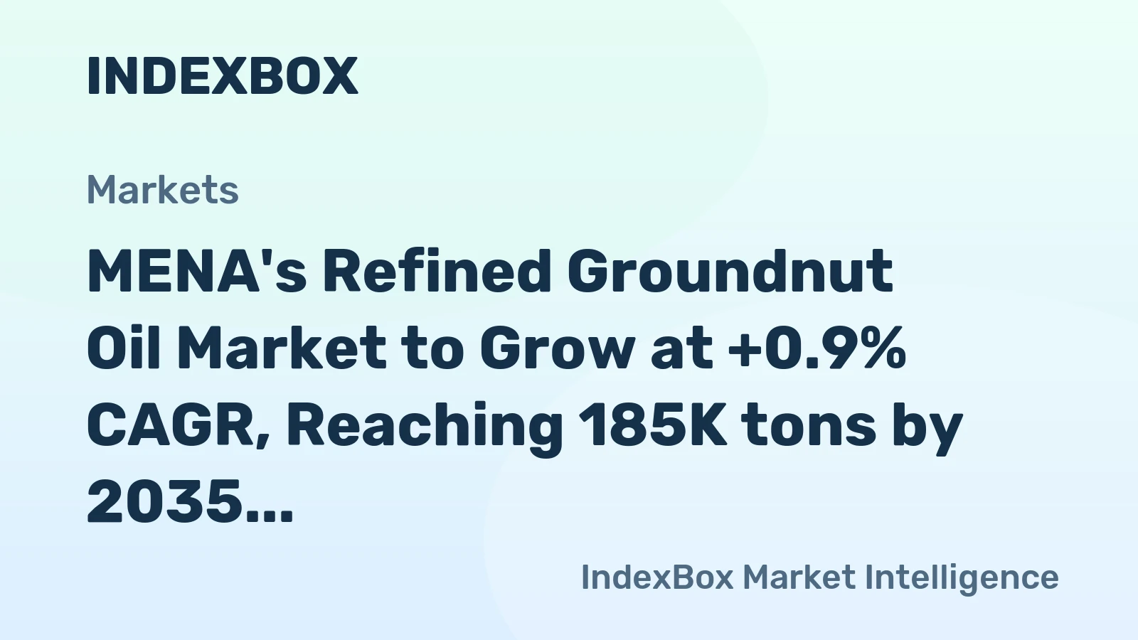 MENA's Refined Groundnut Oil Market to Grow at +0.9% CAGR, Reaching 185K tons by 2035, Valued at $483M