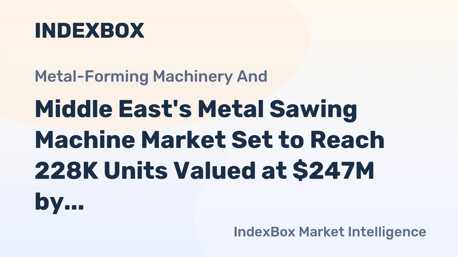 Middle East's Metal Sawing Machine Market Set to Reach 228K Units Valued at $247M by 2035