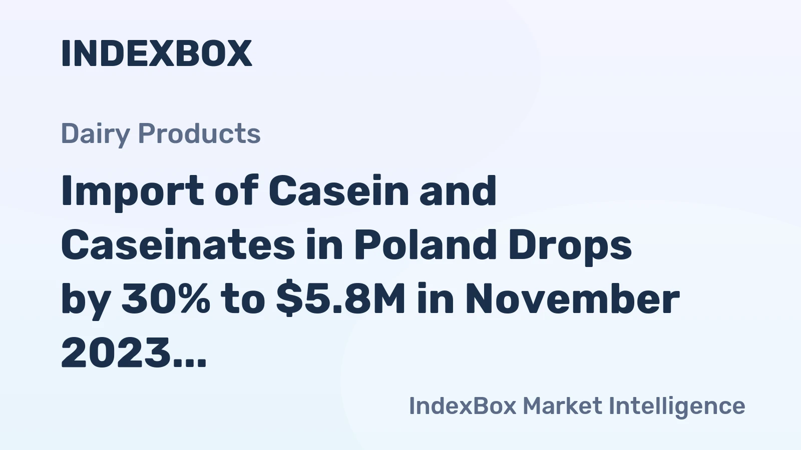 Import of Casein and Caseinates in Poland Drops by 30% to $5.8M in November 2023