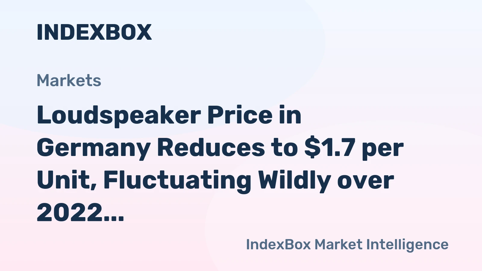 Loudspeaker Price in Germany Reduces to $1.7 per Unit, Fluctuating Wildly over 2022