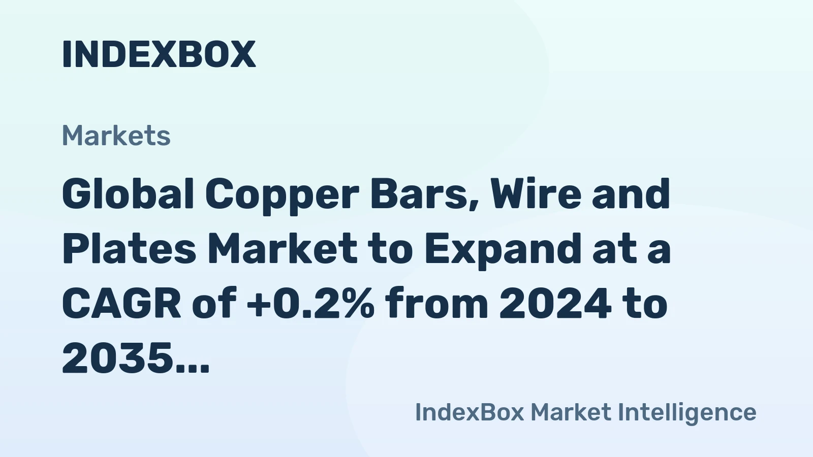 Global Copper Bars, Wire and Plates Market to Expand at a CAGR of +0.2% from 2024 to 2035, Reaching 35M Tons