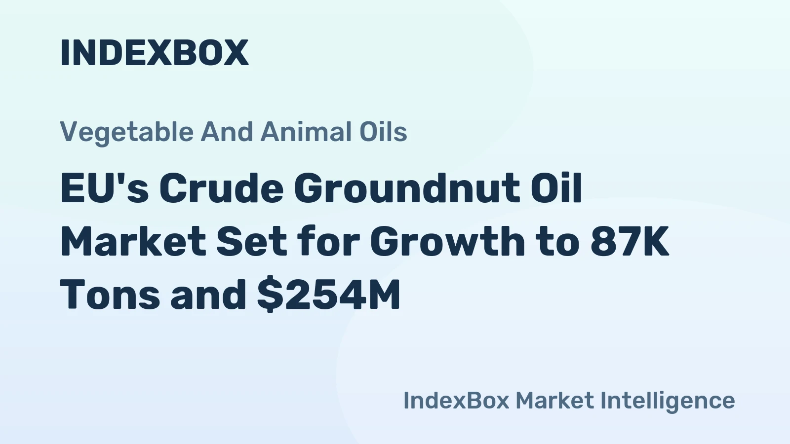 EU's Crude Groundnut Oil Market Set for Growth to 87K Tons and $254M