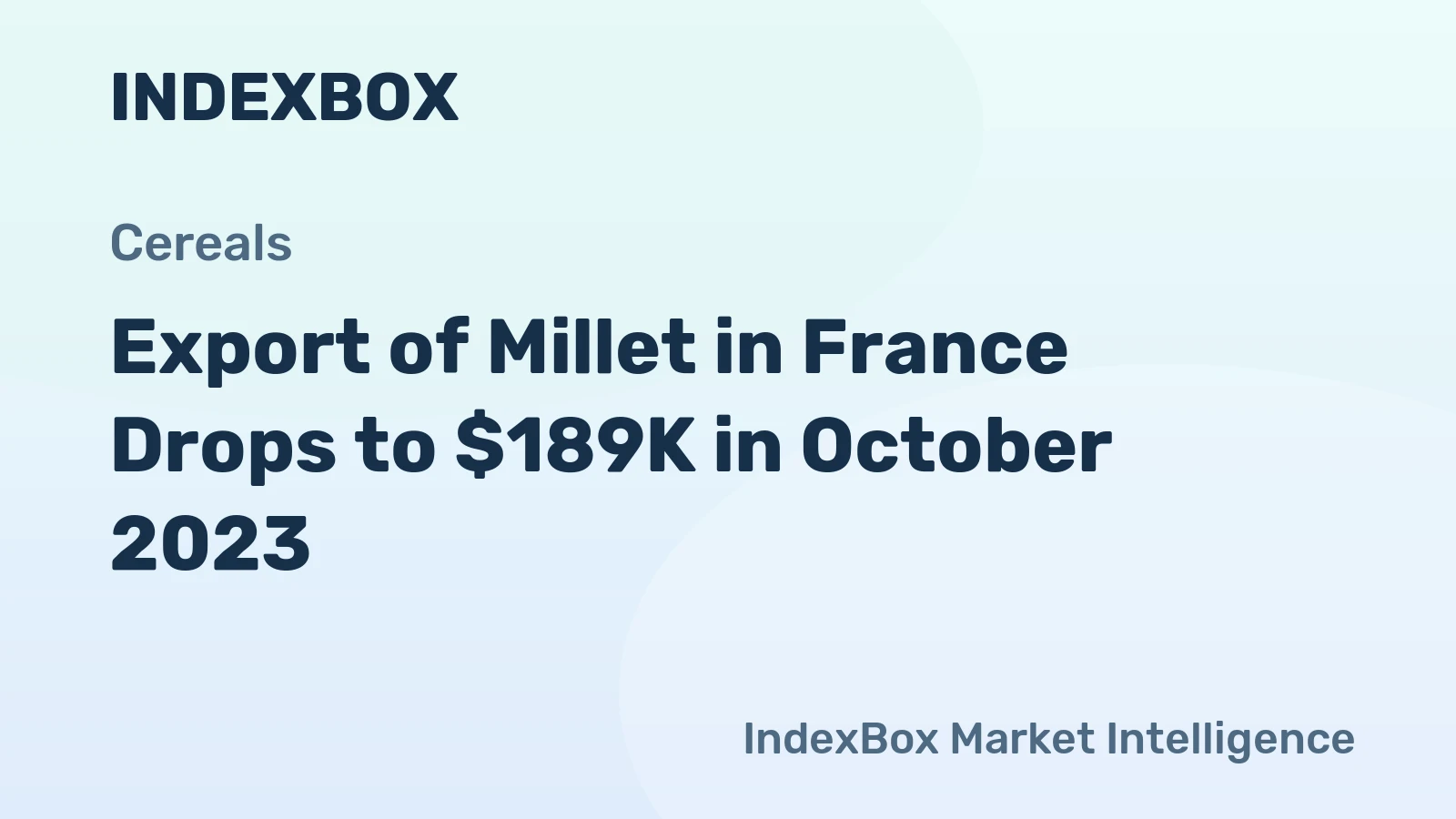 Export of Millet in France Drops to $189K in October 2023