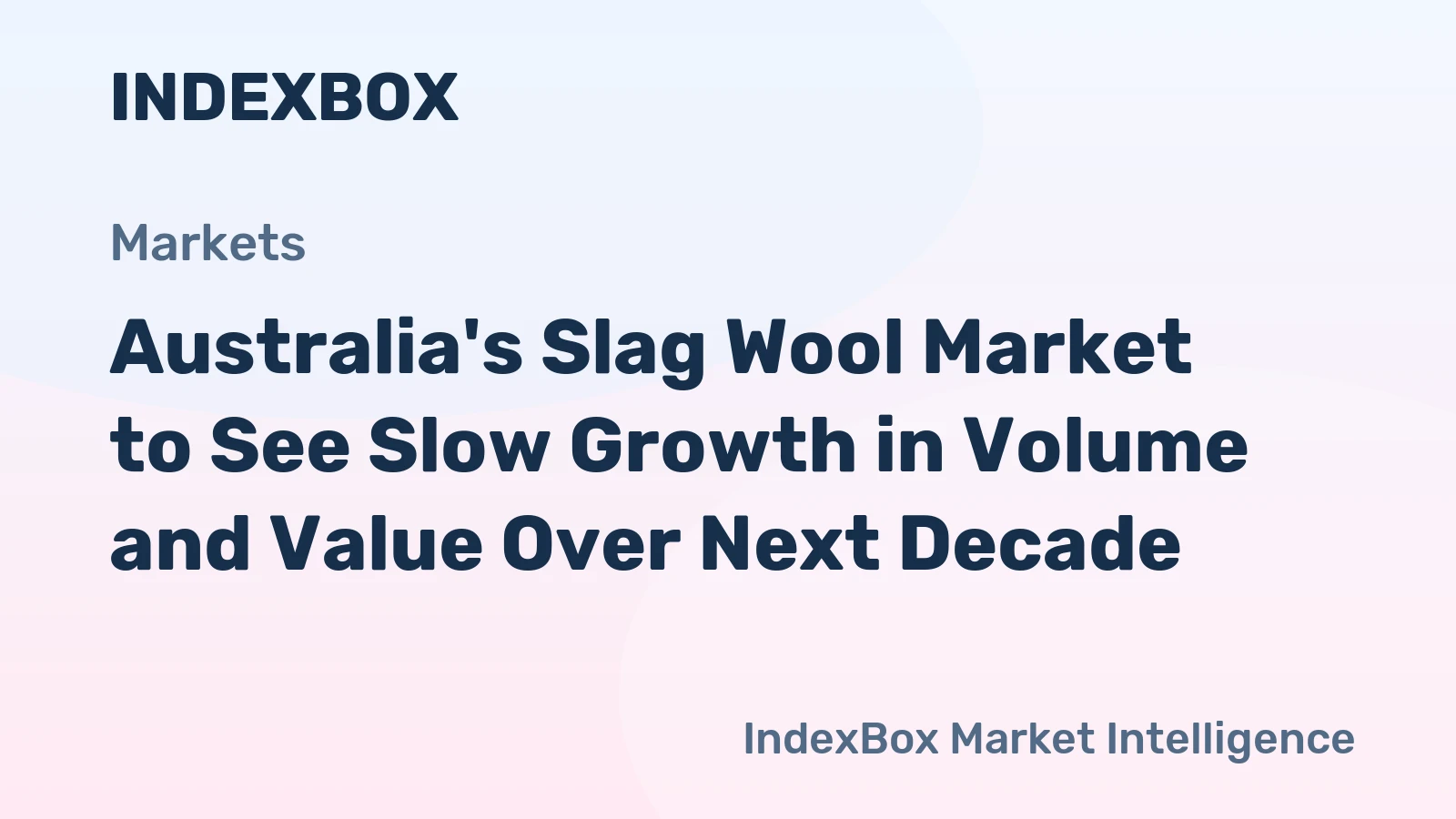 Australia's Slag Wool Market to See Slow Growth in Volume and Value Over Next Decade