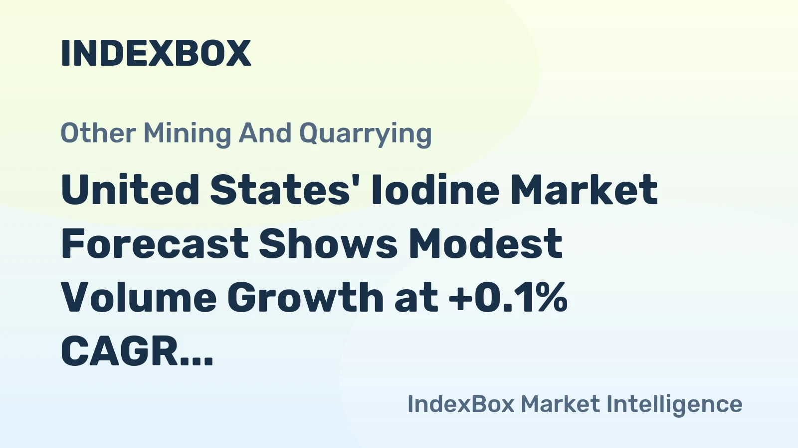 United States' Iodine Market Forecast Shows Modest Volume Growth at +0.1% CAGR Through 2035
