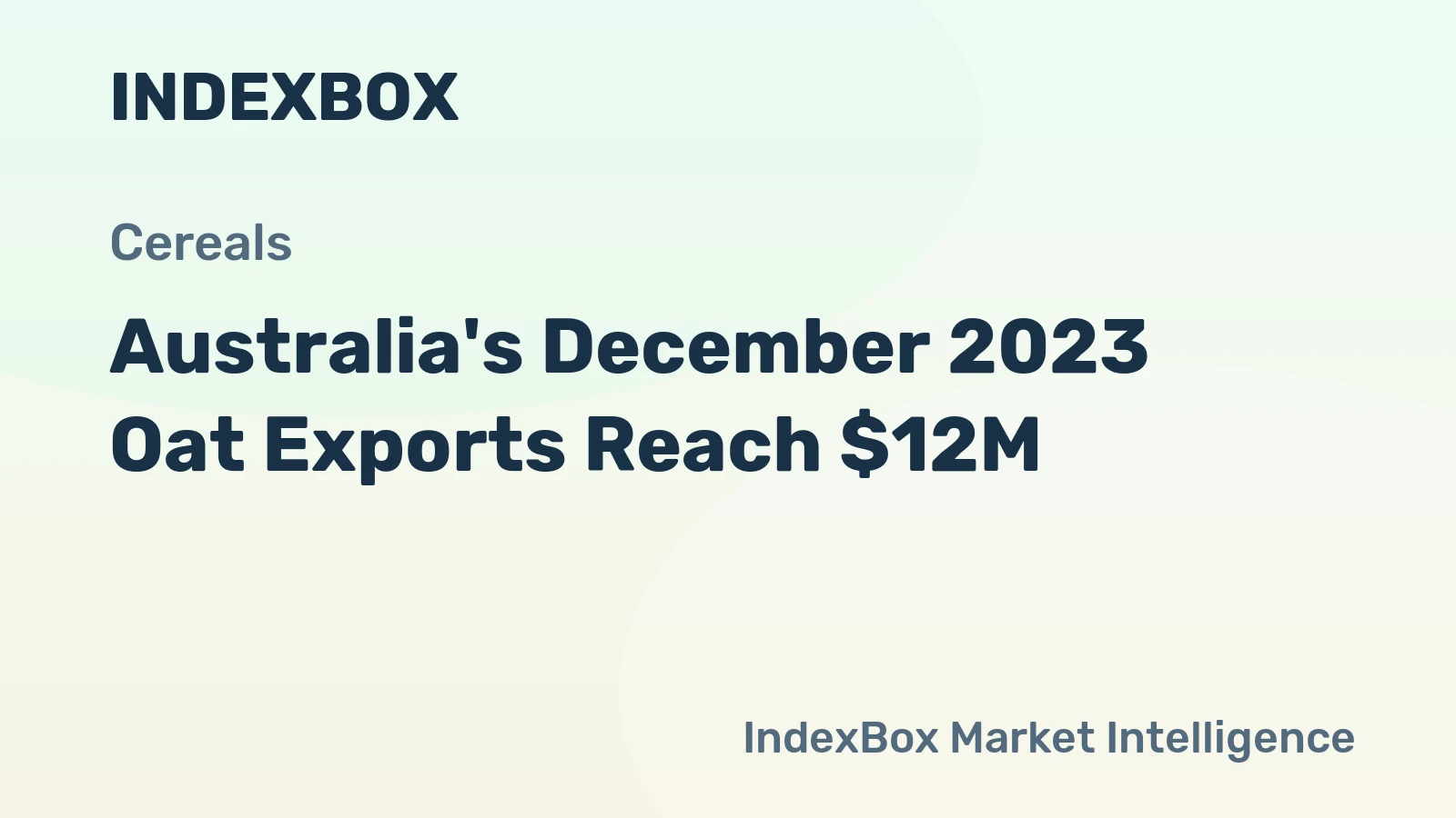 Australia's December 2023 Oat Exports Reach $12M