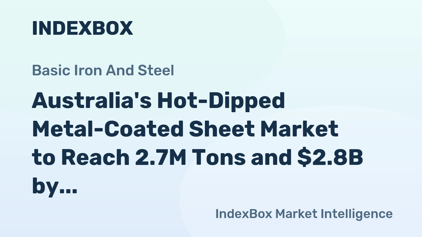 Australia's Hot-Dipped Metal-Coated Sheet Market to Reach 2.7M Tons and $2.8B by 2035