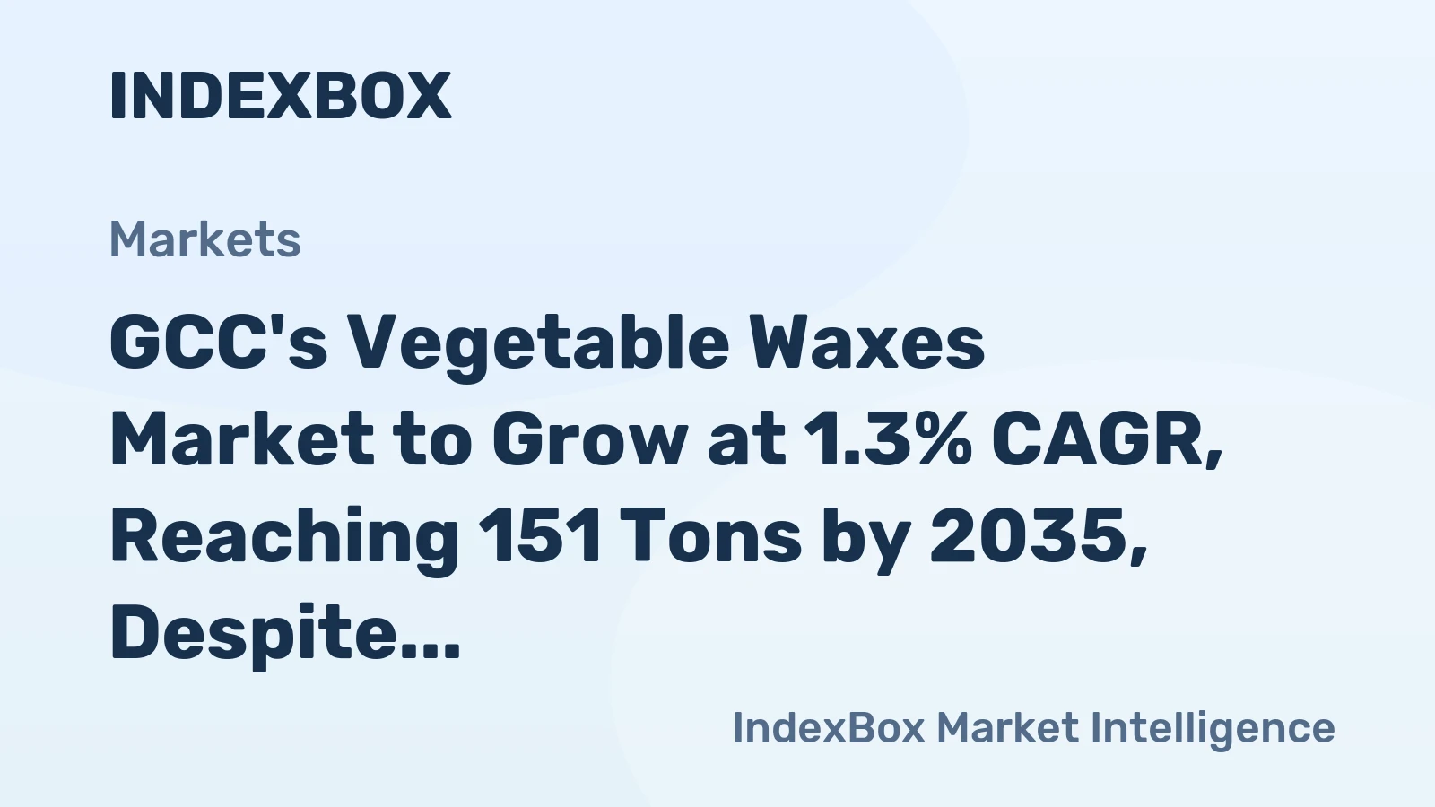 GCC's Vegetable Waxes Market to Grow at 1.3% CAGR, Reaching 151 Tons by 2035, Despite Recent Contraction.