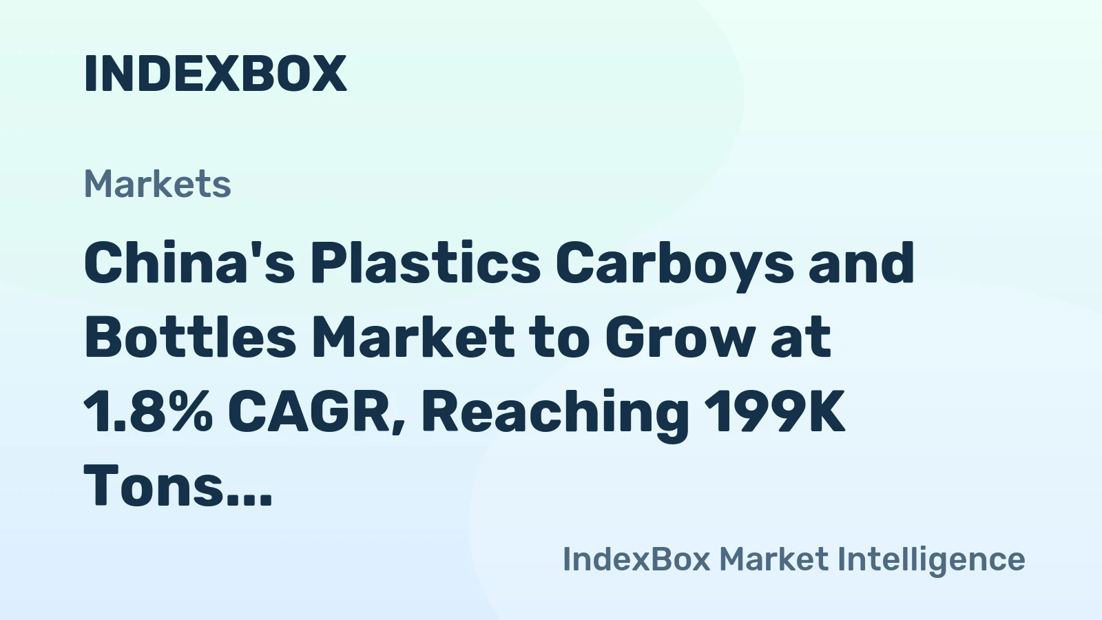 China's Plastics Carboys and Bottles Market to Grow at 1.8% CAGR, Reaching 199K Tons by 2035