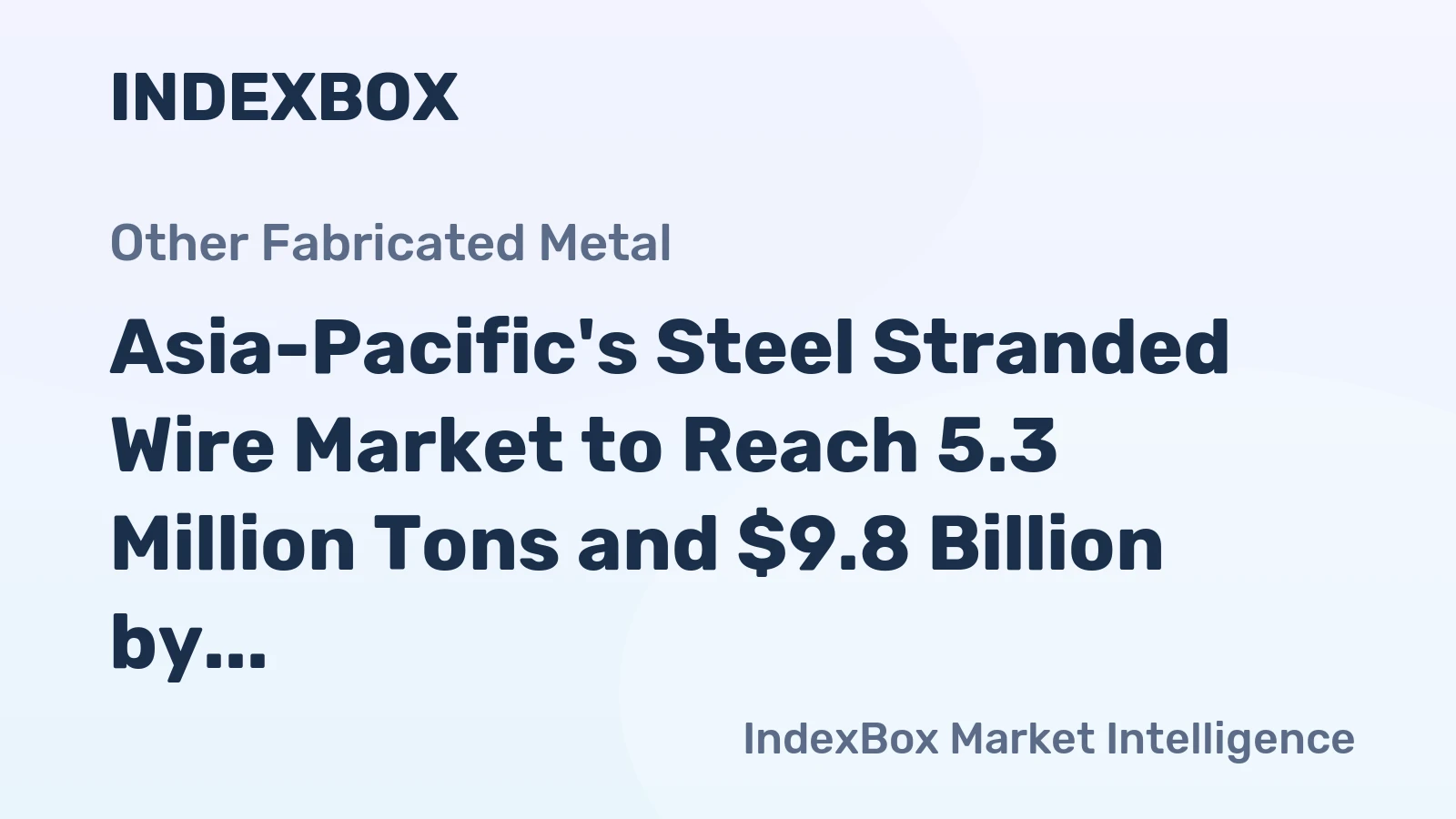 Asia-Pacific's Steel Stranded Wire Market to Reach 5.3 Million Tons and $9.8 Billion by 2035