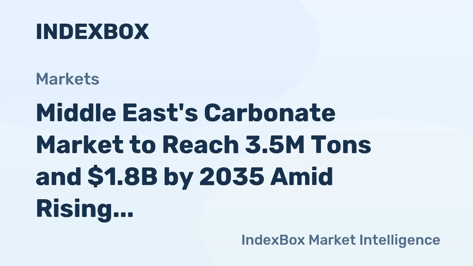 Middle East's Carbonate Market to Reach 3.5M Tons and $1.8B by 2035 Amid Rising Demand and Export Strength