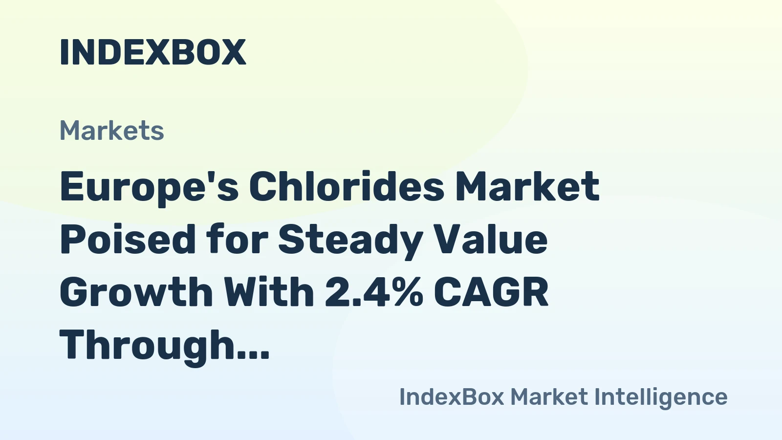Europe's Chlorides Market Poised for Steady Value Growth With 2.4% CAGR Through 2035