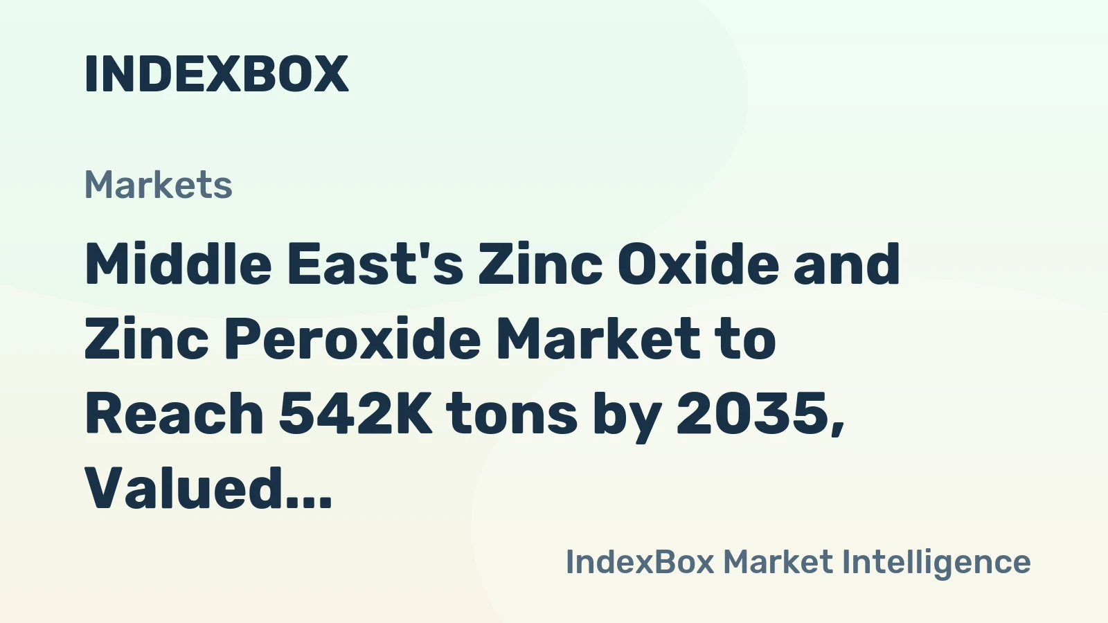 Middle East's Zinc Oxide and Zinc Peroxide Market to Reach 542K tons by 2035, Valued at $1.6B