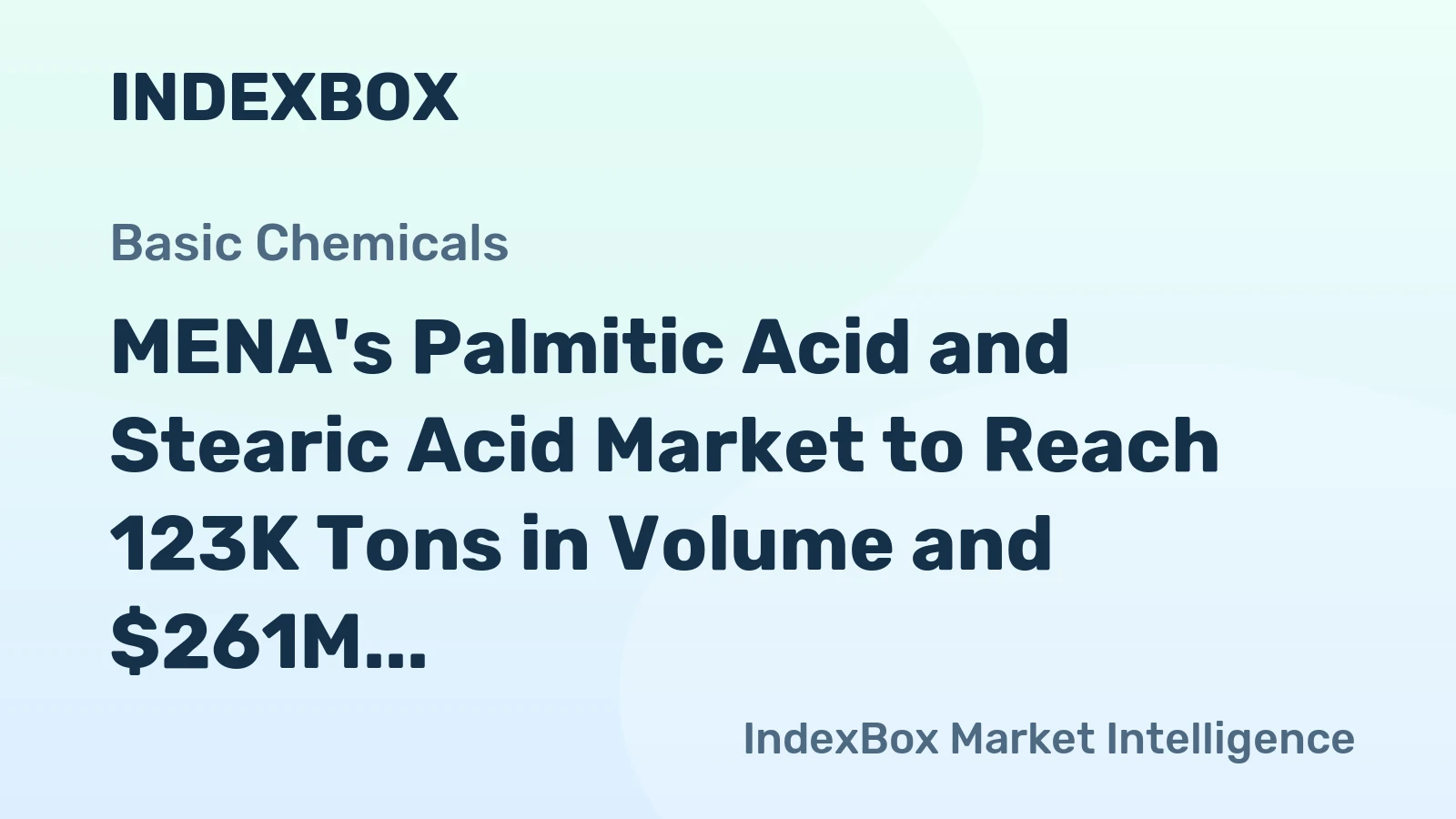 MENA's Palmitic Acid and Stearic Acid Market to Reach 123K Tons in Volume and $261M in Value by 2035