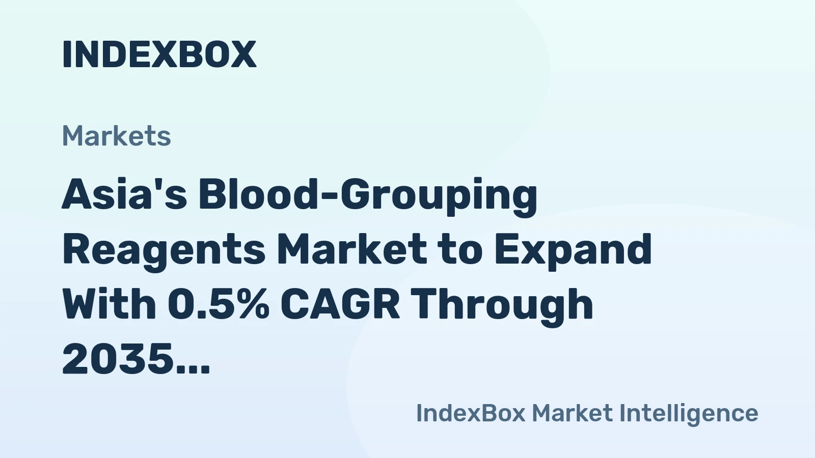 Asia's Blood-Grouping Reagents Market to Expand With 0.5% CAGR Through 2035