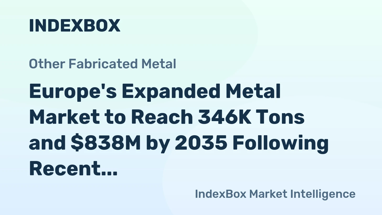 Europe's Expanded Metal Market to Reach 346K Tons and $838M by 2035 Following Recent Contraction