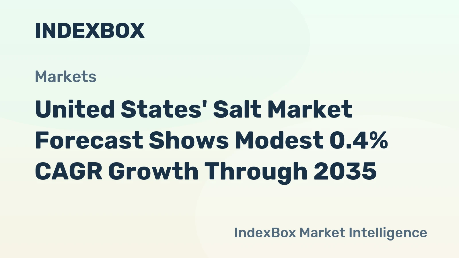 United States' Salt Market Forecast Shows Modest 0.4% CAGR Growth Through 2035