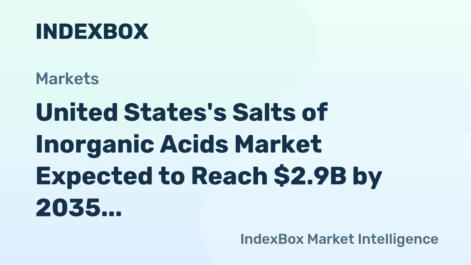 United States's Salts of Inorganic Acids Market Expected to Reach $2.9B by 2035