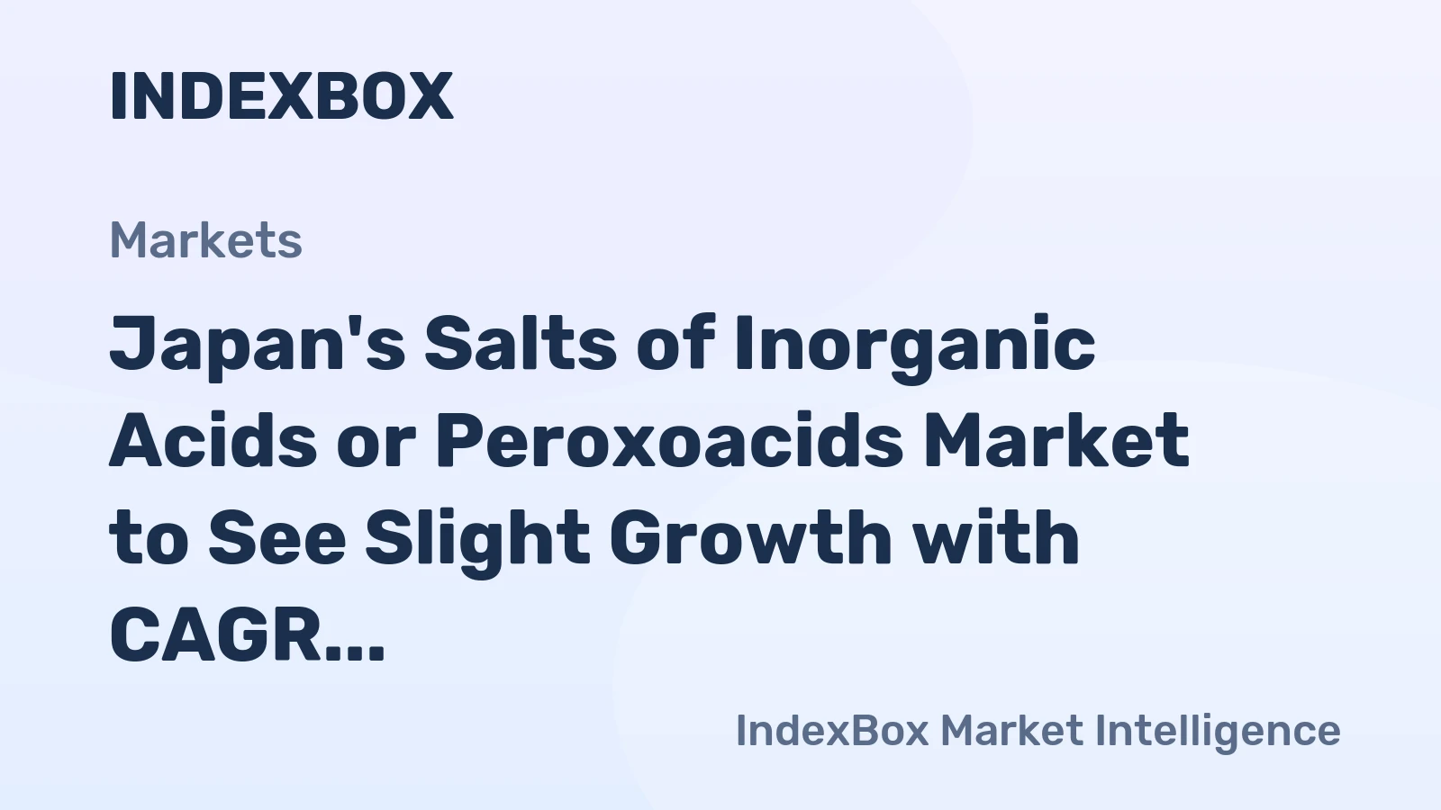 Japan's Salts of Inorganic Acids or Peroxoacids Market to See Slight Growth with CAGR of +0.5% from 2024 to 2035