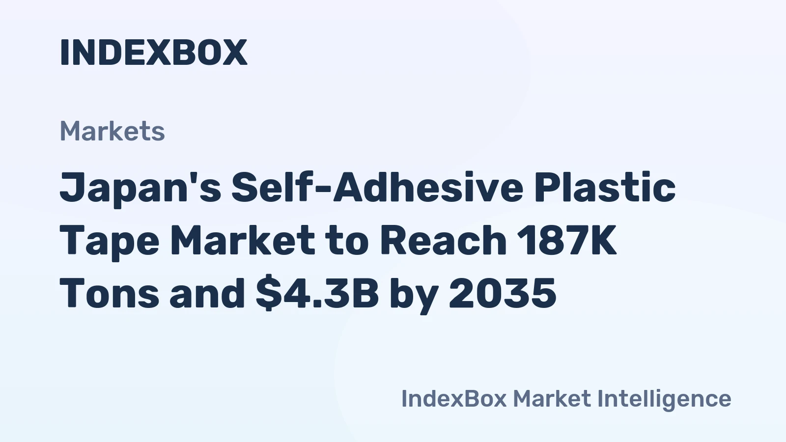 Japan's Self-Adhesive Plastic Tape Market to Reach 187K Tons and $4.3B by 2035